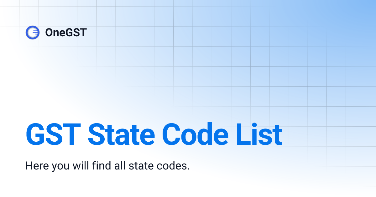 GST State Code List | OneGST